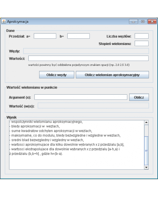 Kody źródłowe JAVA: Metody numeryczne - Współczynnik wielomianu ...